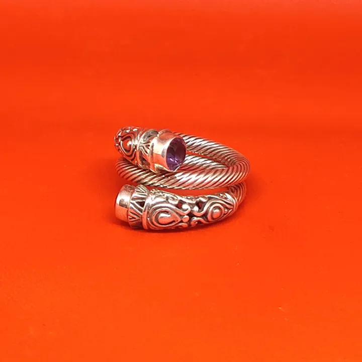 Cincin Ring Perak Silver Bali Asli 925 Ukir Tumpuk Lilit Batu Dua ...