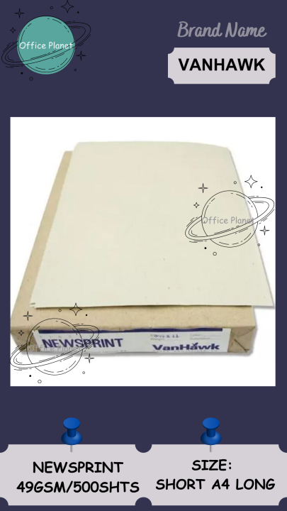 Newsprint Paper 49gsm Short /A4/ Long / Legal VHP Van Hawk | Lazada PH