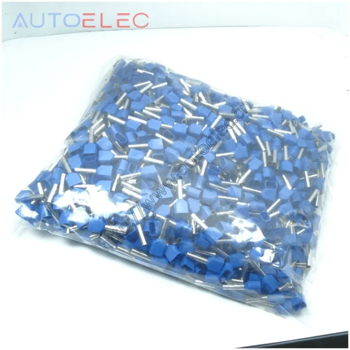 TE2512 1000pcs Wire Ferrules End Sleeve Double Cord End Terminal Copper ...