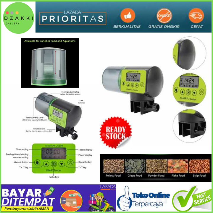 Dispenser Makanan Ikan Otomatis Fish Feeder Timer / Alat Untuk Memberi ...