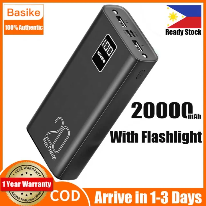 BASIKE Original Power Bank 20000/10000mAh Real Battery Capacity Dual ...