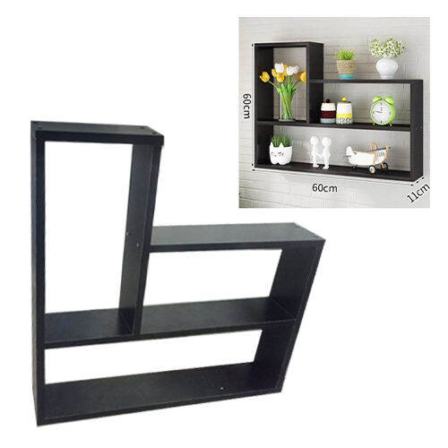 L-Shape Wall Hanging Organizer Cabinet Shelves Bookshelf Wall Storage ...