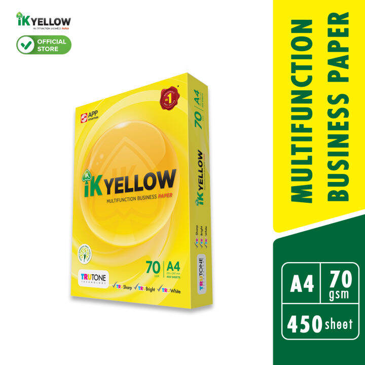 IK Yellow 450s 70gsm A4 paper 1 Ream (450 sheets/ream) | Lazada