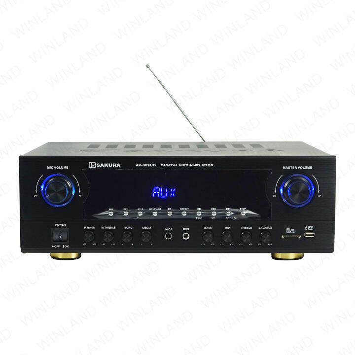 SAKURA by Winland Digital MP3 Amplifier 2 Mic Input BT/USB/SD/AM/FM 2 x 450W AV-389UB | Lazada PH