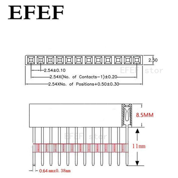 Female Header Pins 10pcs Set 15Pin Single Row Straight Female 2.54mm ...