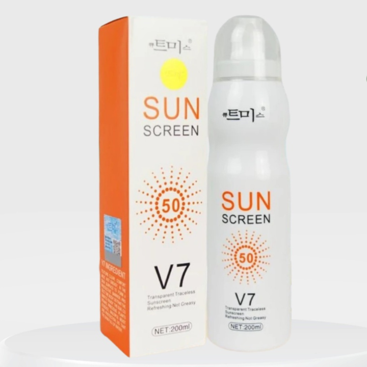 V7 Korean Sunscreen SPF50, Non Greasy Brightening Spray and Lotion for ...