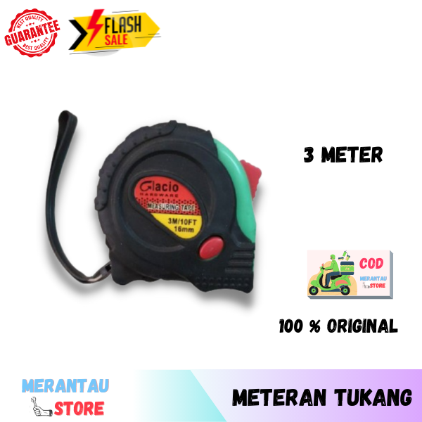Alat Meteran Tarik 3 Meter Tukang Bangunan Perkakas Metran Meteran 3M ...