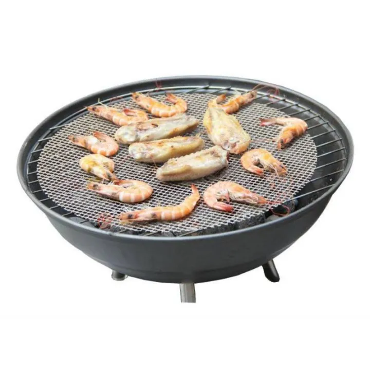 Round BBQ Mesh Grill Mat Heat Resistant Non-Stick Roasting Cooking Pad ...