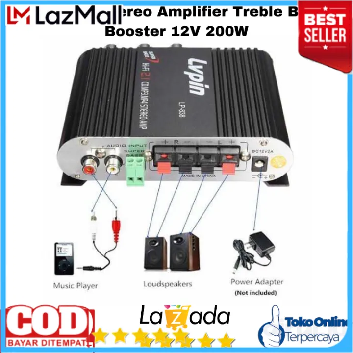 Ampli spiker masjid sterio bass karoke / Mini HiFi Stereo Amplifier ...