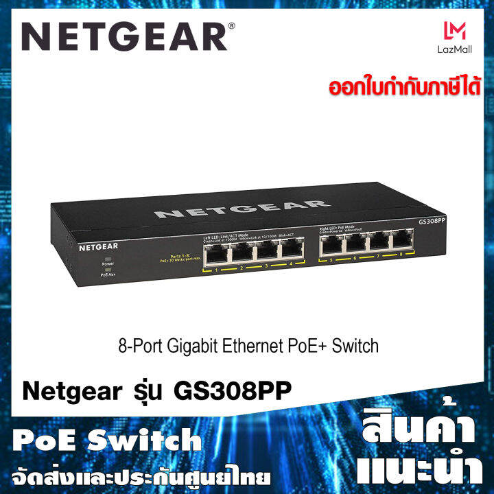 Netgear GS308PP 8-Port Gigabit Ethernet Unmanaged High-Power PoE+ ...