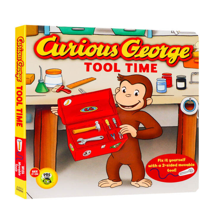 Original English genuine Curious George tool time cardboard book English Enlightenment picture ...