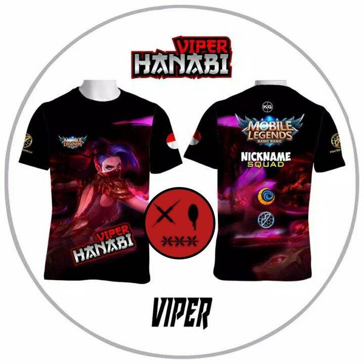 BAJU MOBILE LEGEND HANABI KAOS MOBILE LEGEND JERSEY GAMING T-SHIRT ...