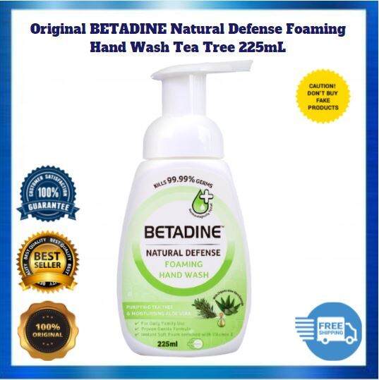 Original BETADINE Natural Defense Foaming Hand Wash Tea Tree 225mL ...