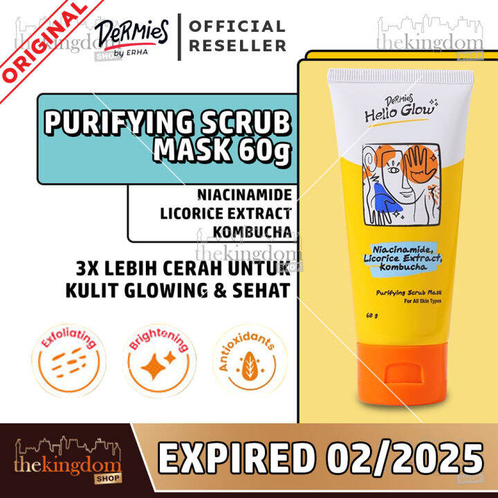 Dermies Hello Glow Purifying Scrub Mask 60g Exfoliating Brightening ...