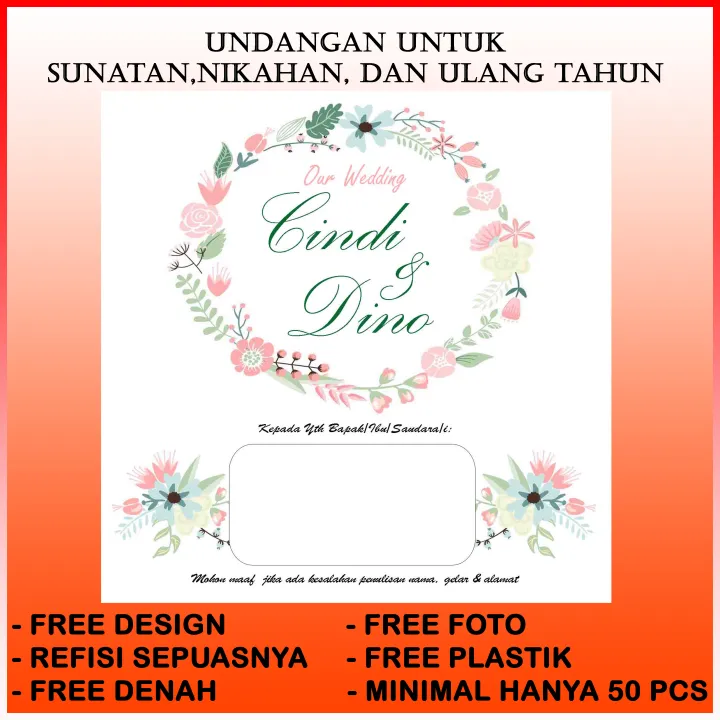 (PER 50PCS) CETAK UNDANGAN NIKAH NIKAHAN SUNAT SUNATAN WEDDING ULANG ...