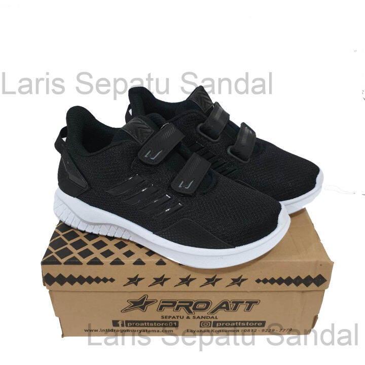 Sepatu Sekolah Pro ATT- Sepatu Kets Anak Hitam Putih | Lazada Indonesia