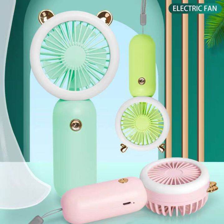 MiNi LED Fan TEFAI T88 พัดลมแอลอีดีขนาดมินิพกพา เบาถือสะดวก มี5ใบพัด มี3ลมระดับ และมีไฟรอบพัดลม ...