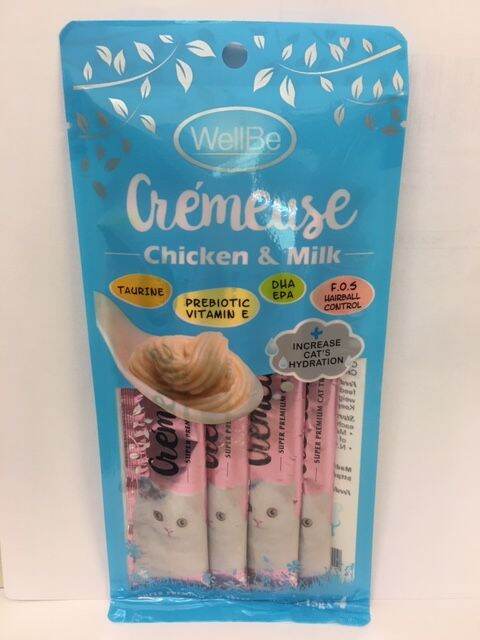 WellBe Cremeuse CHICKEN & GOAT MILK Flavour Cat's Treat 15g X 4 pcs ( 6 ...