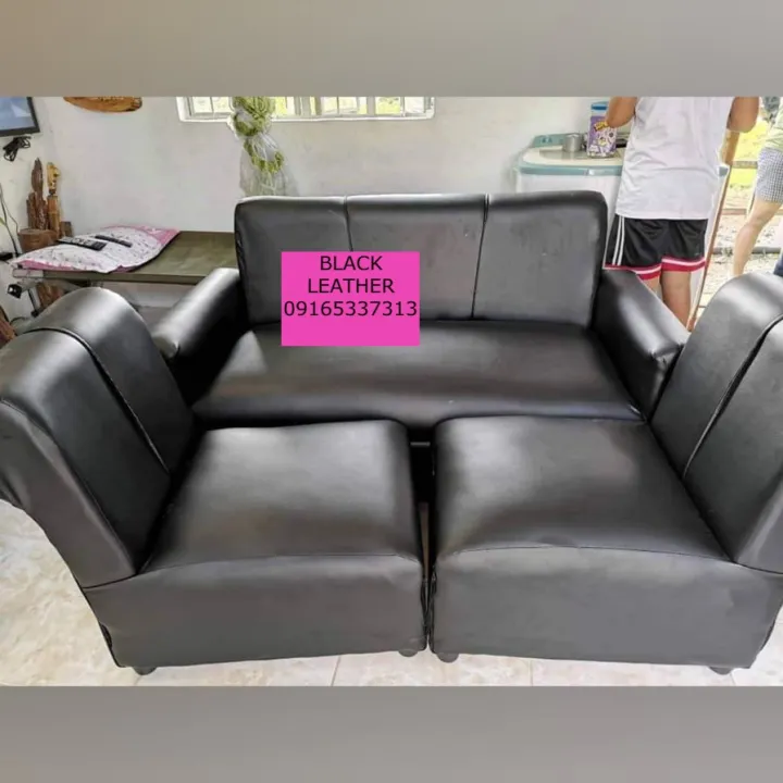 SALA SET BLACK LEATHER | Lazada PH