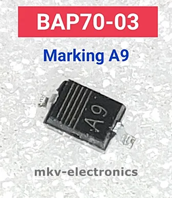 (50ตัว) BAP70-03 , Marking A9 , ไดโอดชิป diode 0.1A 50V SOD-323 ...