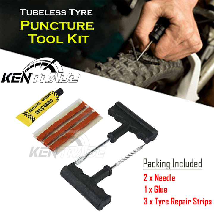 Emergency Safety Tubeless Tyre Puncture Instant Repair Tool Kit/Alat ...