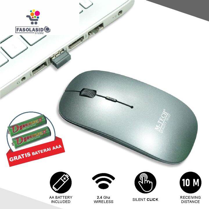 MOUSE WIRELESS SLIM BONUS GRATIS BATERAI / MOUSE WIRELESS MTECH 6070 / MOUSE WIRELESS KOMPUTER ...