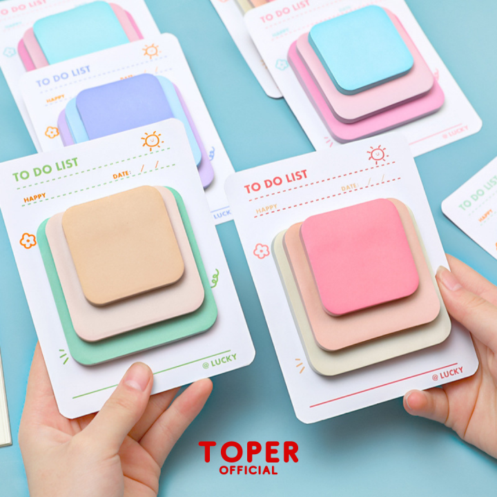 TOPER Sticky Notes 3 Size Ukuran Dengan Warna Lucu Pastel Soft Macaroon ...