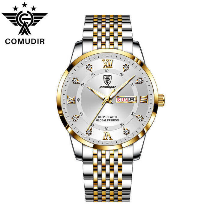 COMUDIR นาฬิกาข้อมือผู้ชายใหม่กันน้ำปฏิทินเรืองแสงเกาหลีนาฬิกาควอตซ์ ...