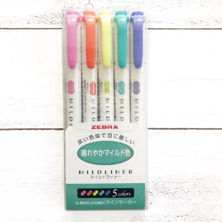Zebra Mildliner 5color Mild WKT7-5C-HC (Green Pack) Double-Sided ...