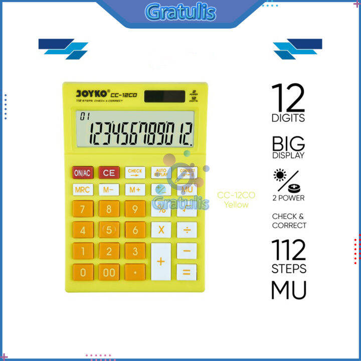KALKULATOR 12 DIGIT JOYKO [CC-12CO] CHECK CORRECT / CALCULATOR OFFICE ...