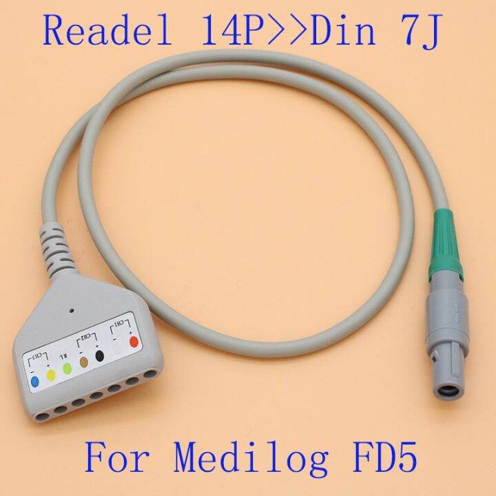 Readel 14P To Din 7 Lead ECG EKG Holter Multi-Link Trunk Cable And Snap ...