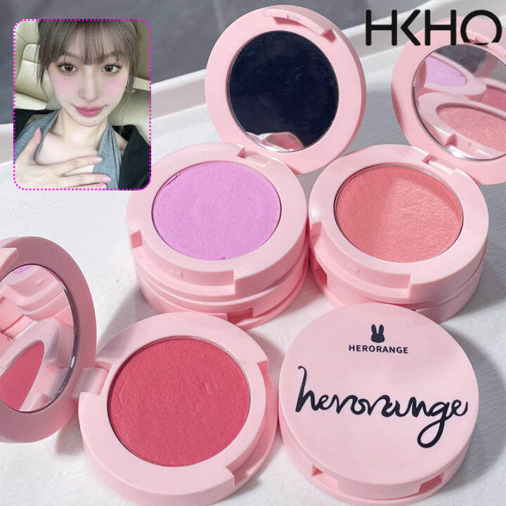 HKHO 6สี Palet Bedak ครีม Blusher สีชมพูสีม่วง Makeup Rouge ติดทนนาน ...