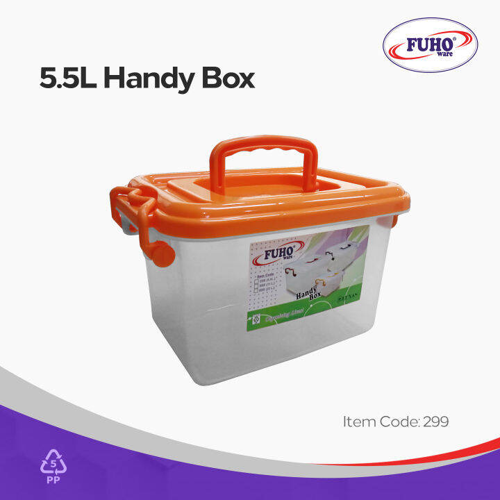 FUHO 5.5 Liters Handy Box / Storage Box / Organizer /Multi-Purpose Plastic Container with Handle ...
