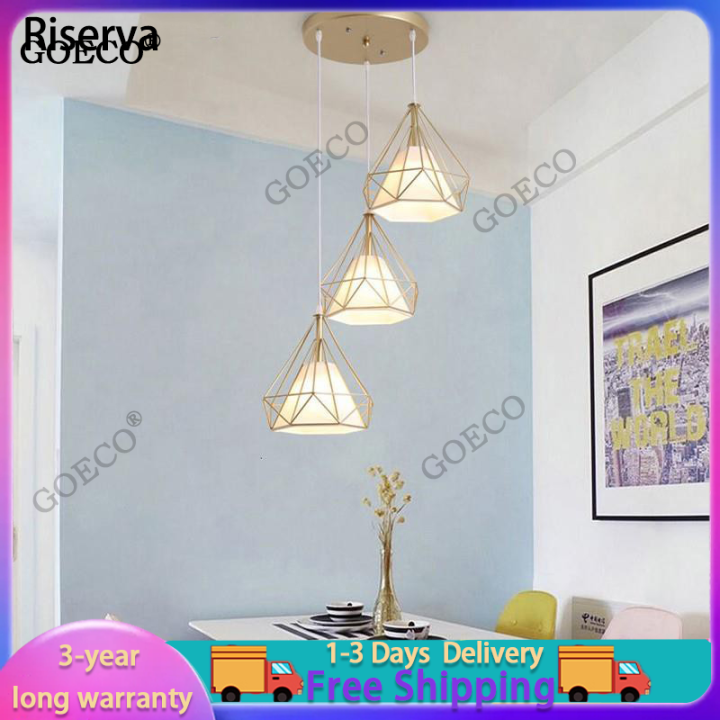 GOECO Modern chandelier ceiling light industry metal cage GOLD ...