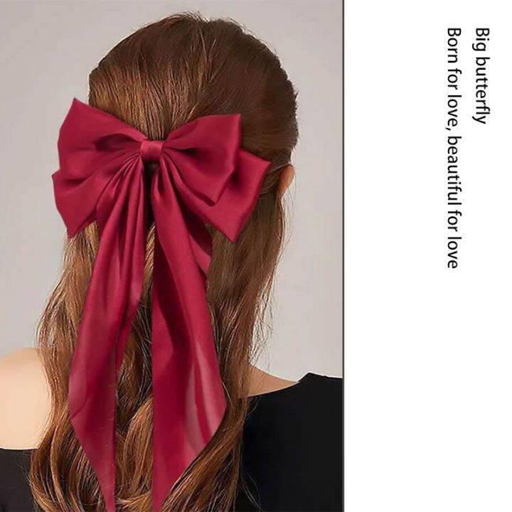 Korean Elegant Long Bow Hairpin Large Ribbon Hair Clip | Lazada PH