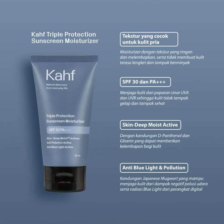 KAHF Triple Protection Sunscreen Moisturizer SPF 30 PA+++ 30ml | Lazada Indonesia