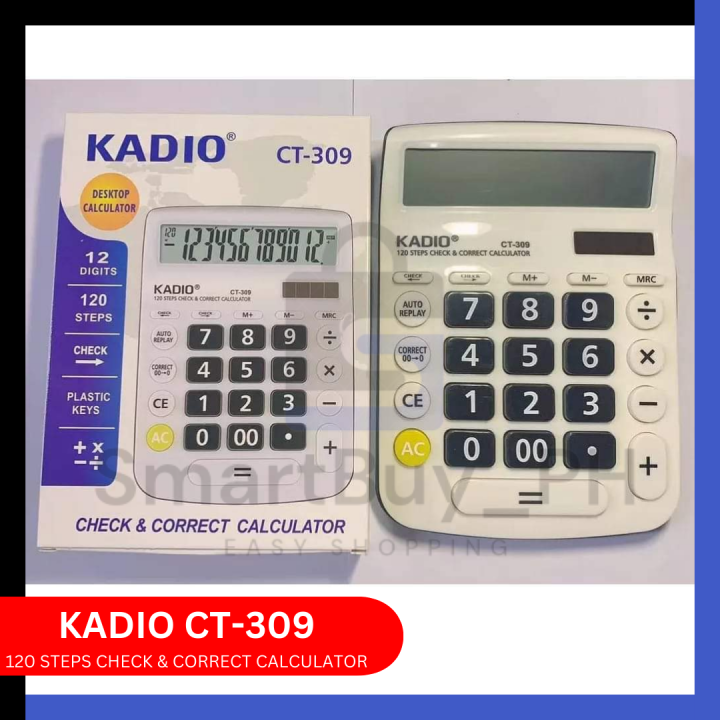 KADIO CT-309 120 STEPS CHECK & CORRECT CALCULATOR - 12 Bit Large Button ...
