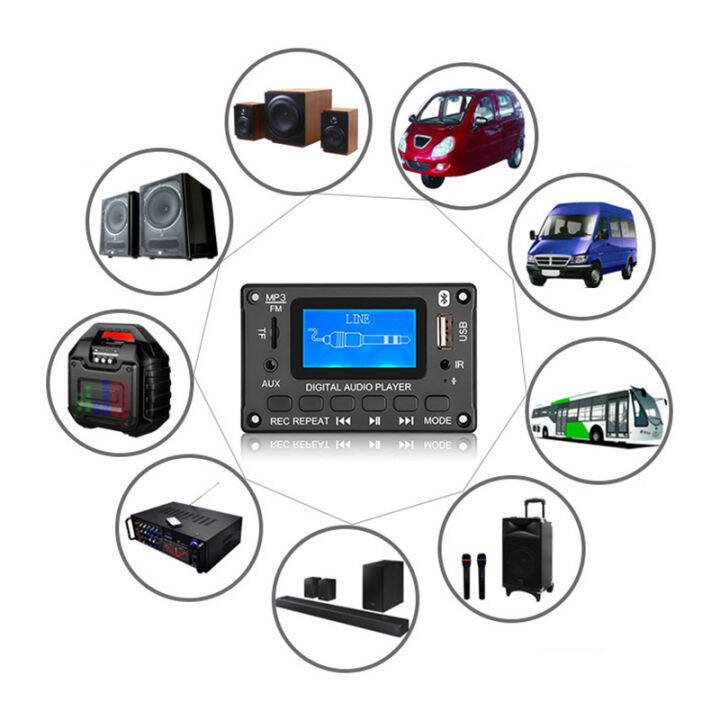 Car Bluetooth MP3 Decoder Board LCD Display MP3 Audio Module Speaker ...