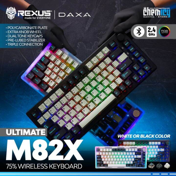Rexus Daxa M82X Ultimate 75% RGB Wireless Mechanical Gaming Keyboard ...
