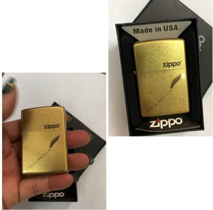 korek api zippo warna kuning gold motif daun koleksi barang unik dan ...