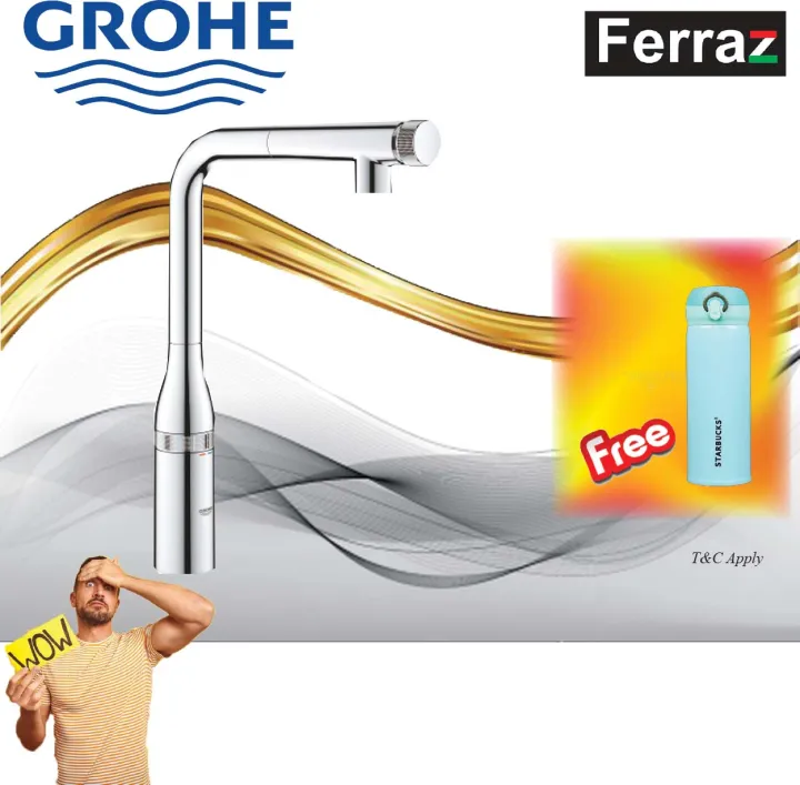 Grohe 31615000 Essence Kitchen Sink Hot & Cold Water Pull-out Mixer Tap ...