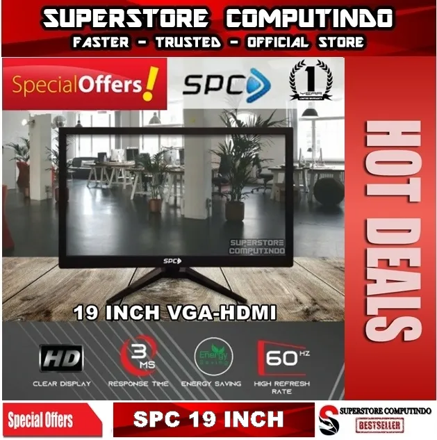 Monitor LED SPC 19" Inch HD Clear Display Garansi Resmi SPC | Lazada ...