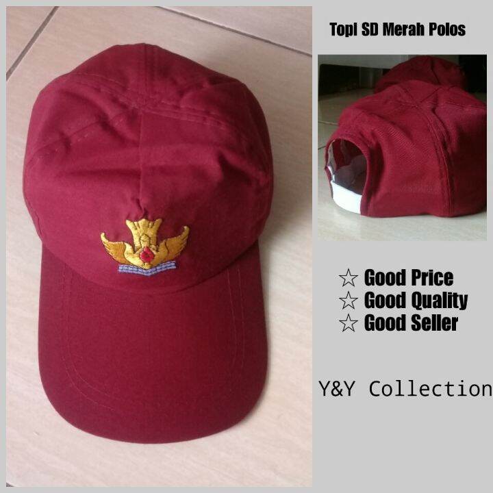 Topi Sekolah Anak SD Merah Polos Dan Merah Putih | Lazada Indonesia