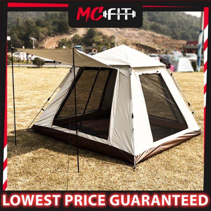 MCFIT Khemah Camping Waterproof Tent Camping 6 Person Auto Tent White ...