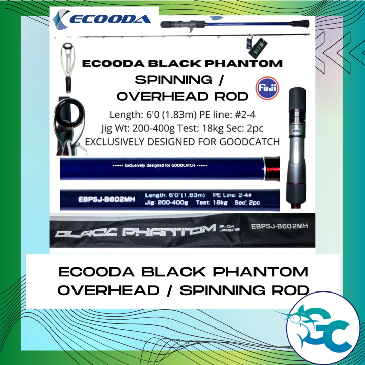 ECOODA BLACK PHANTOM Slow Jigging Overhead / Spinning Fishing Rod ...