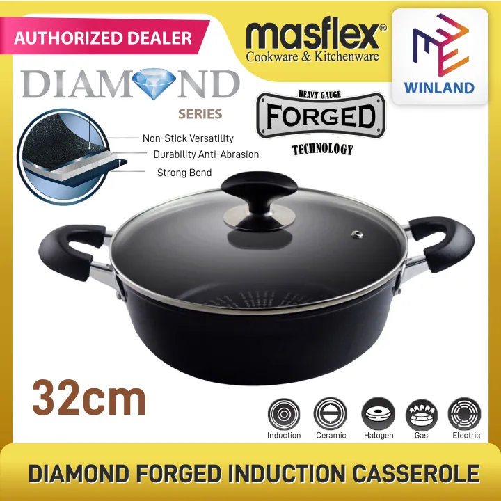 Masflex Original Forged Blue Diamond 32cm Non Stick Induction Casserole ...