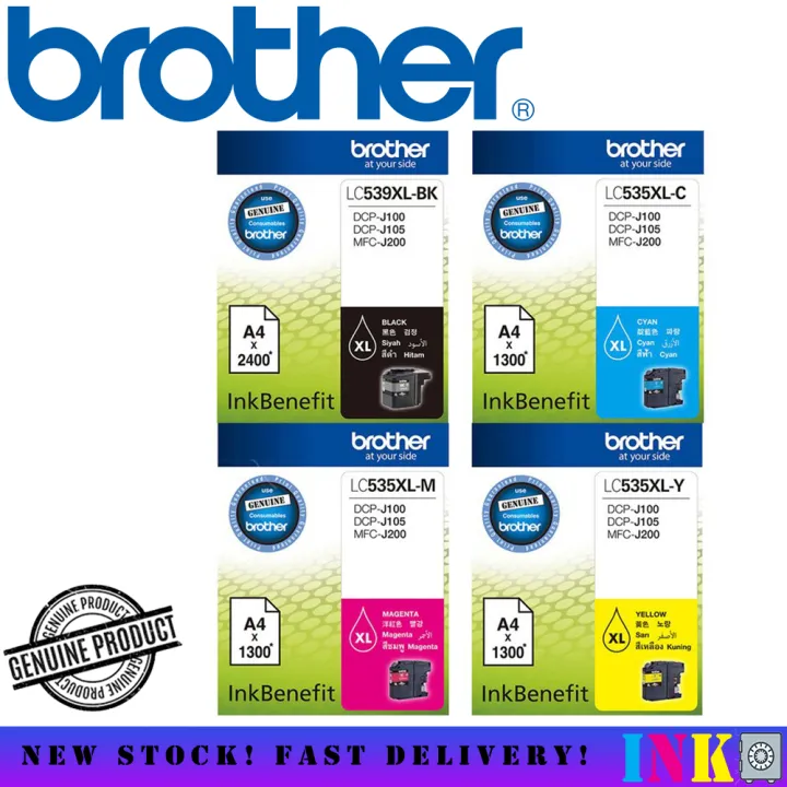 Brother Original LC535XL Color and LC539XL Black Ink Bundle (Cyan ...