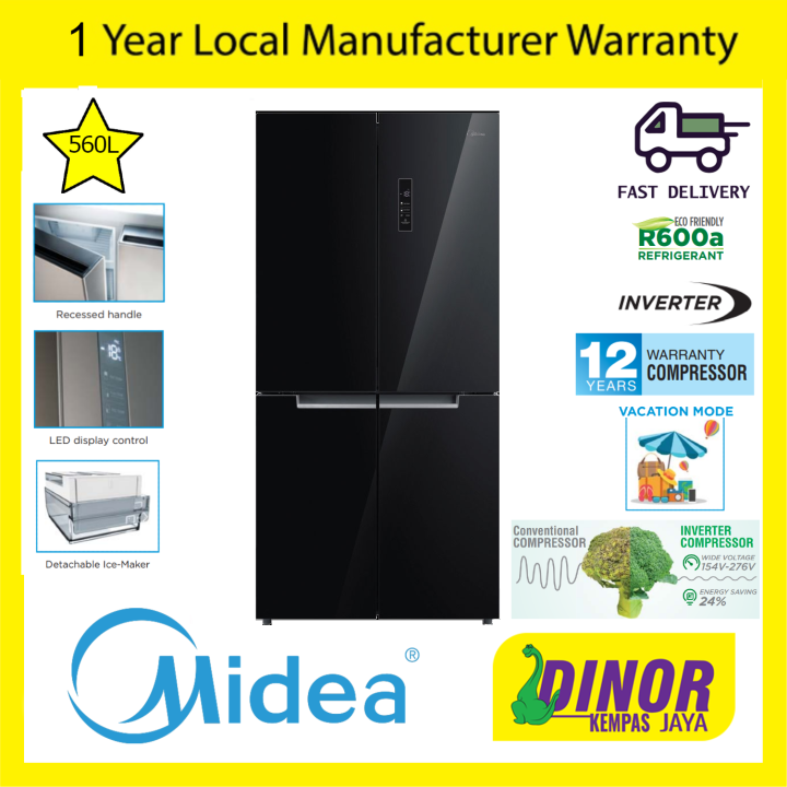 Midea 560L 4 Door Refrigerator Inverter Compressor MFT-585WEGBI Multi ...