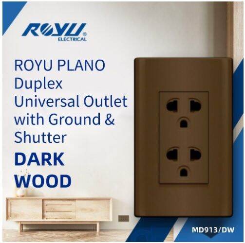 -EASYLITE-Royu Duplex Universal Outlet with Ground Plano Series (WHITE ...