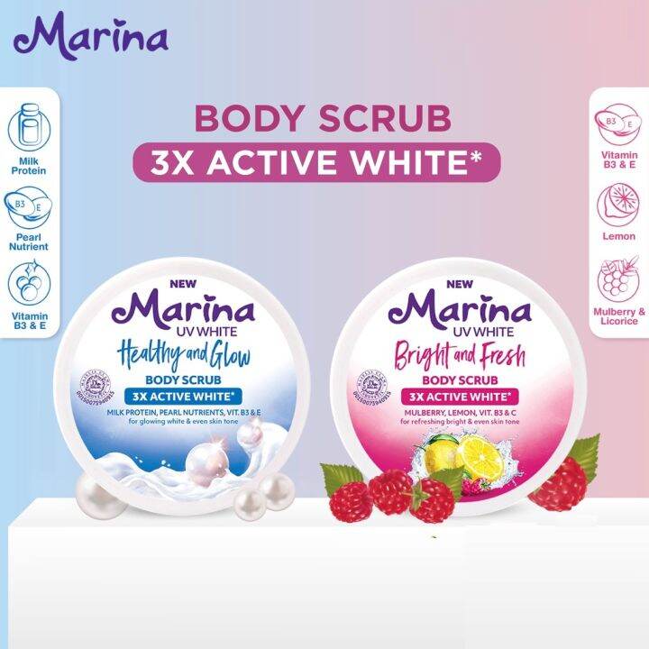 Marina UV White Healthy & Glow Body Scrub | Marina UV White Bright ...